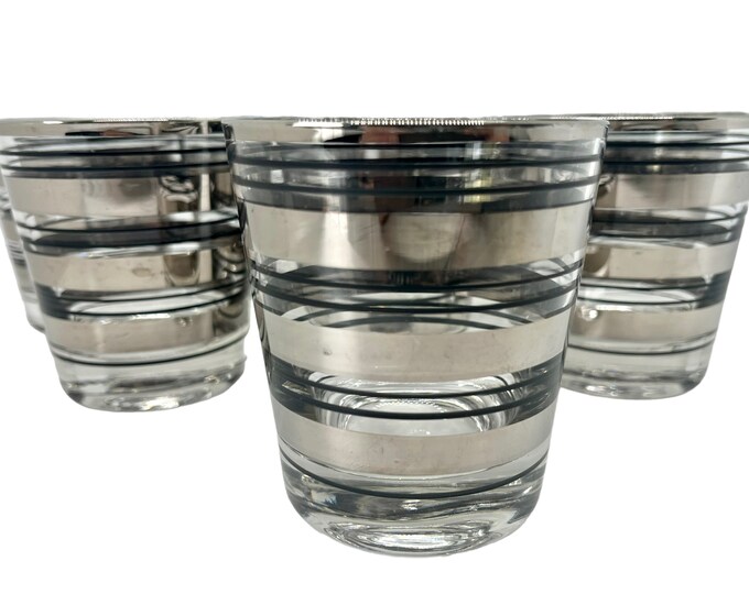 VINTAGE Federal Glass Philco Radio Bar Old Fashioned Glasses Platinum ...