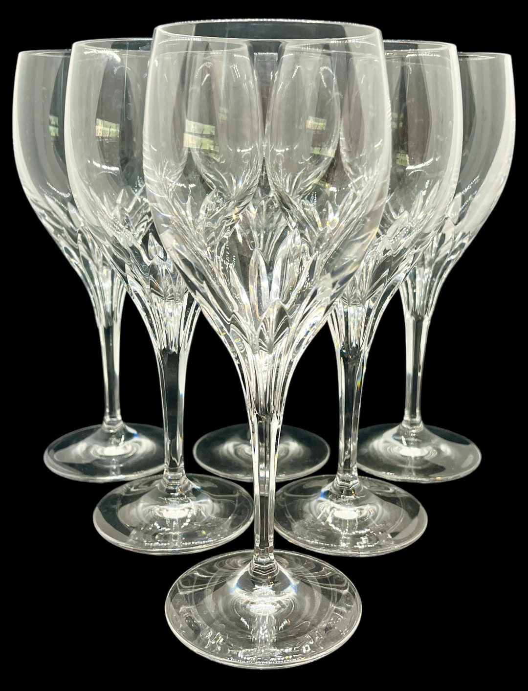 VINTAGE Noritake Crystal Turning Point Clear Cut Crystal Water Goblets ...