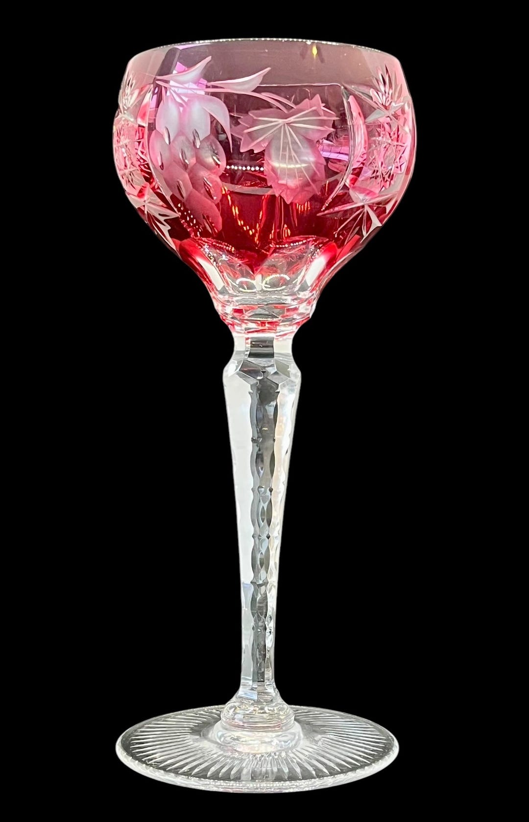 Vintage Nachtmann Cranberry Hock Wine Glass | Traube Grape Pattern - Etsy