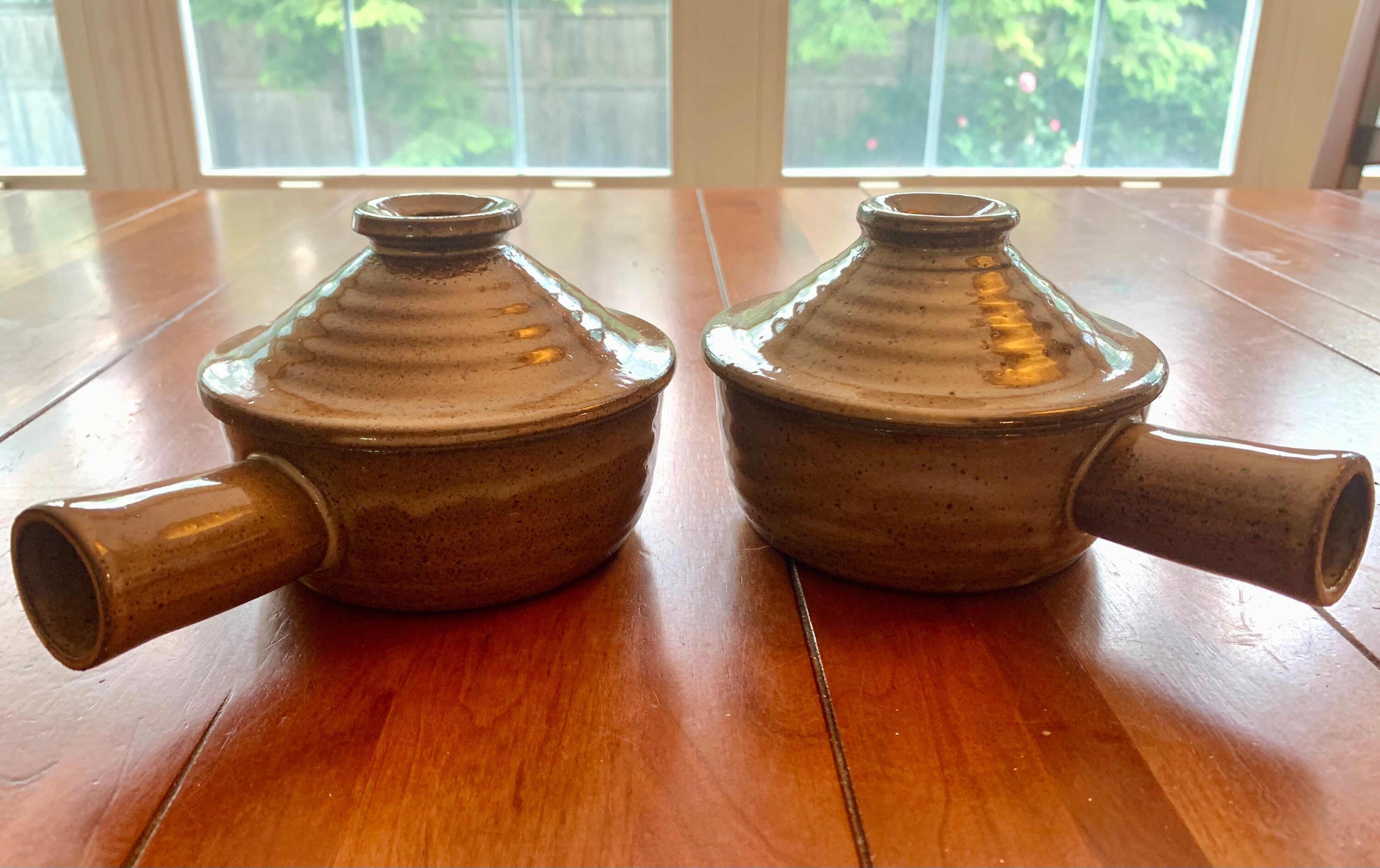 VINTAGE Set of 2 Brown Stoneware Pottery Onion Soup Bowls | Etsy