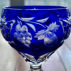 Vintage Nachtmann Cobalt Blue Crystal Hock Wine Glass, Traube Grape ...