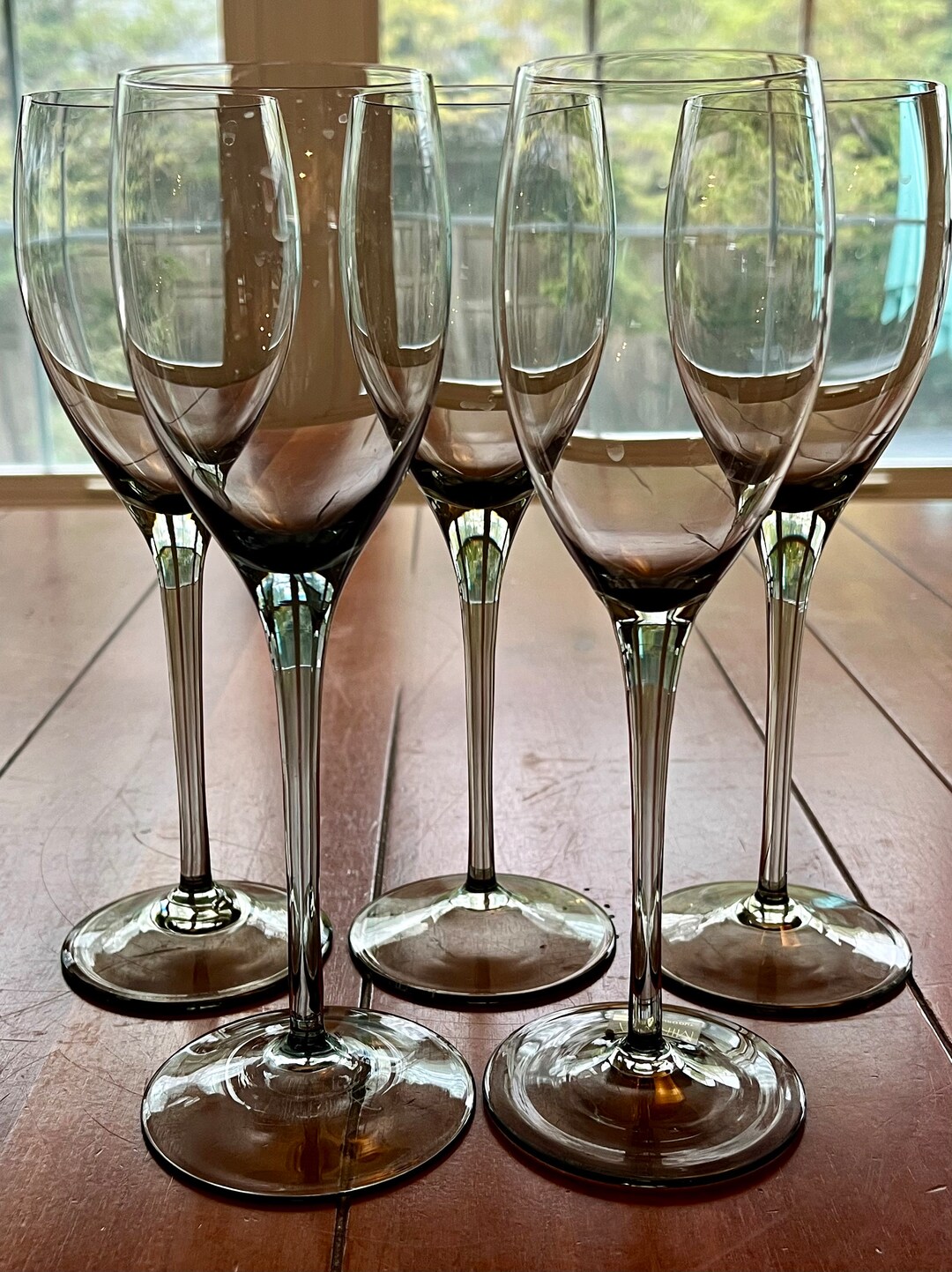 VINTAGE | Mikasa Elite Smoke Crystal Wine Goblets Glasses | Set of 5 ...