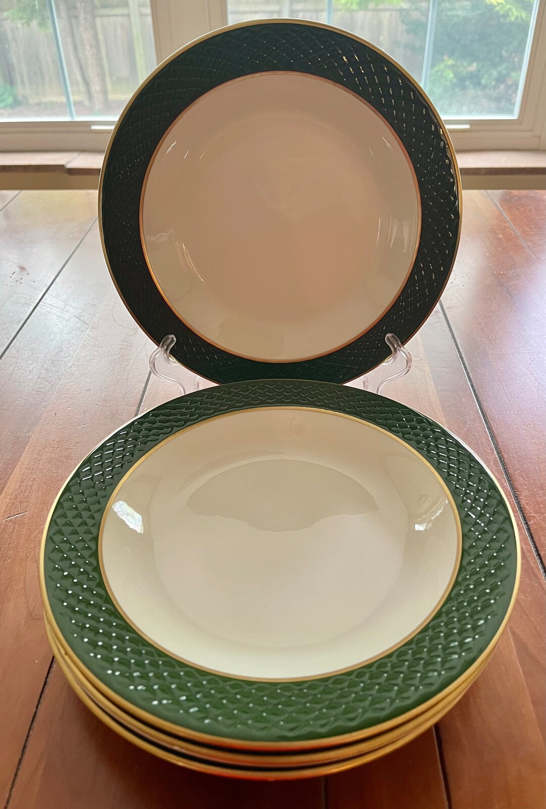 VINTAGE | Jackson Custom China Salad or Soup Bowls | Set of 4 | Green ...