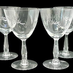 VINTAGE 4 Tiffin Franciscan Crystal Water Goblets or Wine Glasses Dawn ...