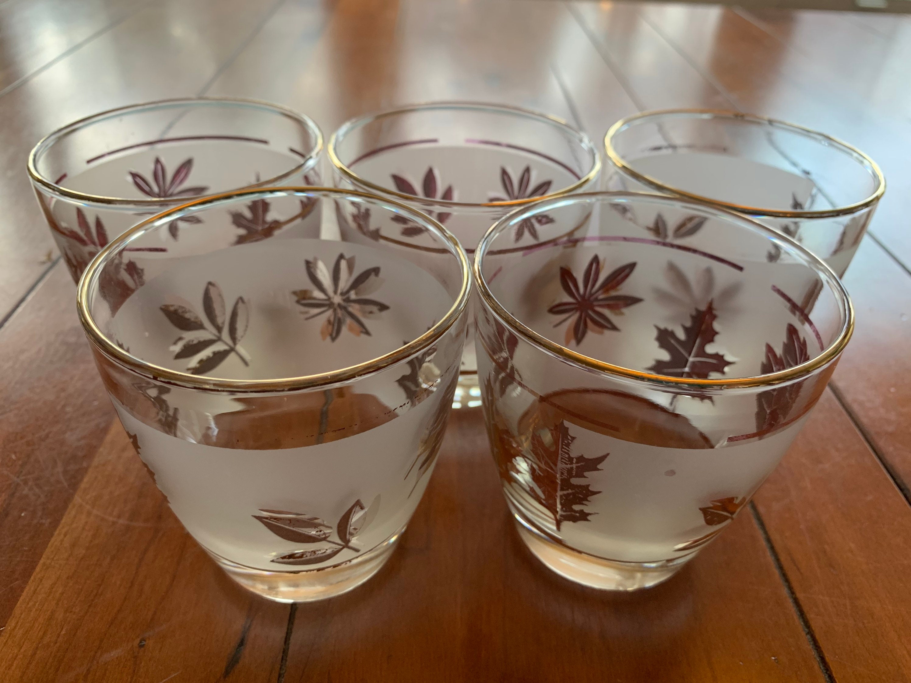 Libbey Golden Foliage Curved Old Fashion Glasses Set of 7 #322 Drink ...