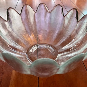 VINTAGE 13 Piece Blenko Glass Salad Set Lotus Pattern Clear Glass Bowls ...