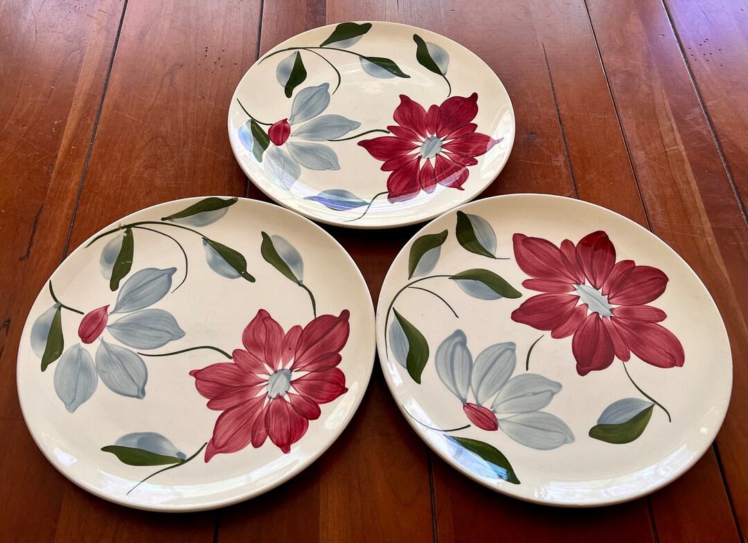 VINTAGE Blue Ridge Southern Potteries Petal Point Luncheon Plates Hand ...