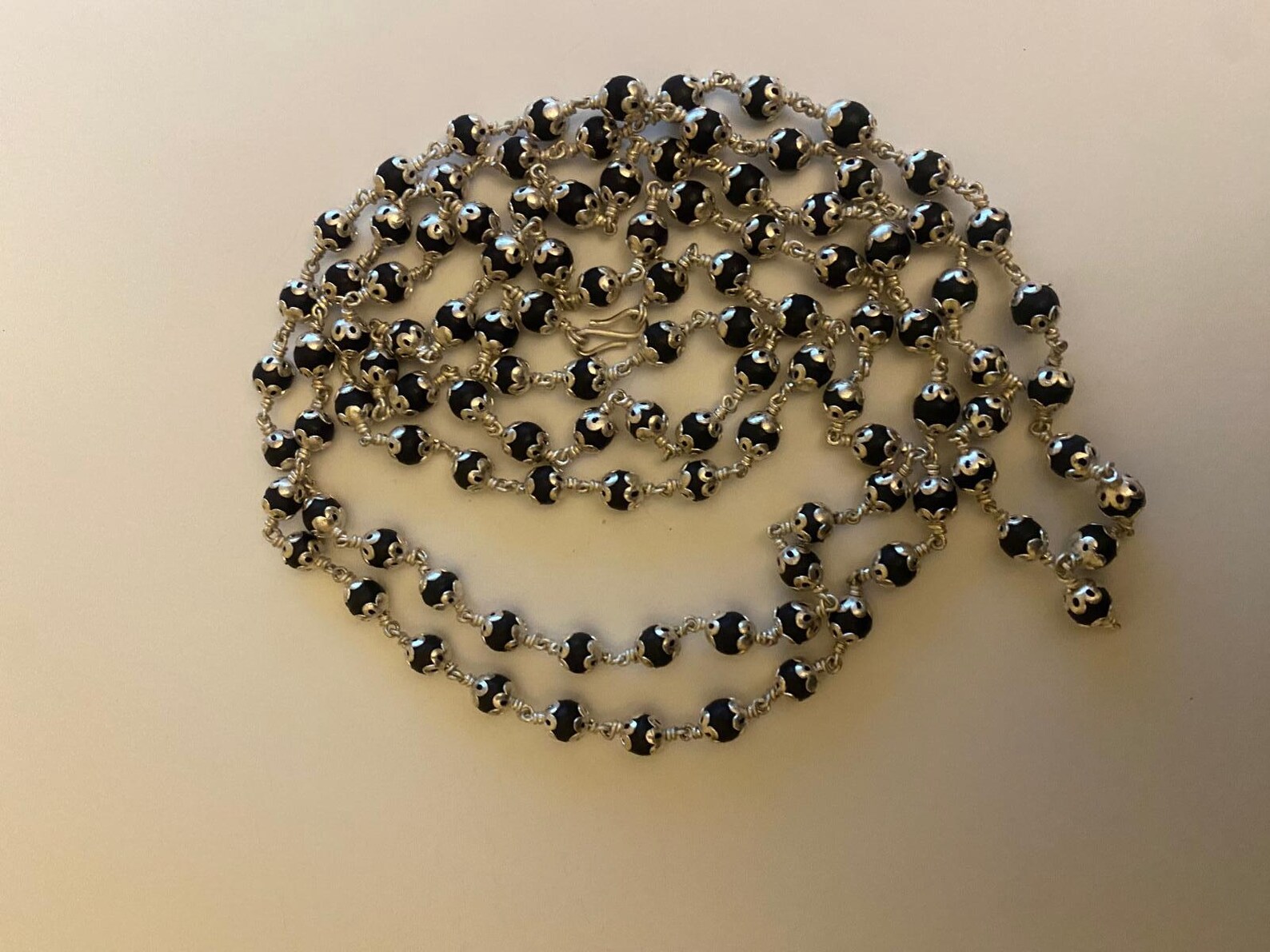 Ebony Karungali Mala: 108 Beads, Sterling Silver Capping - Etsy