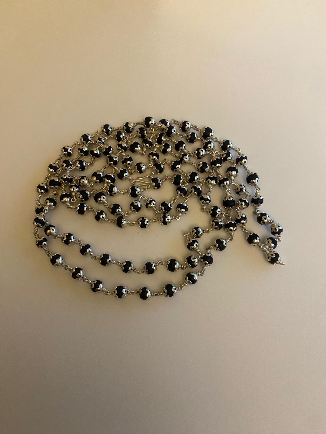 Ebony Karungali Mala: 108 Beads, Sterling Silver Capping - Etsy