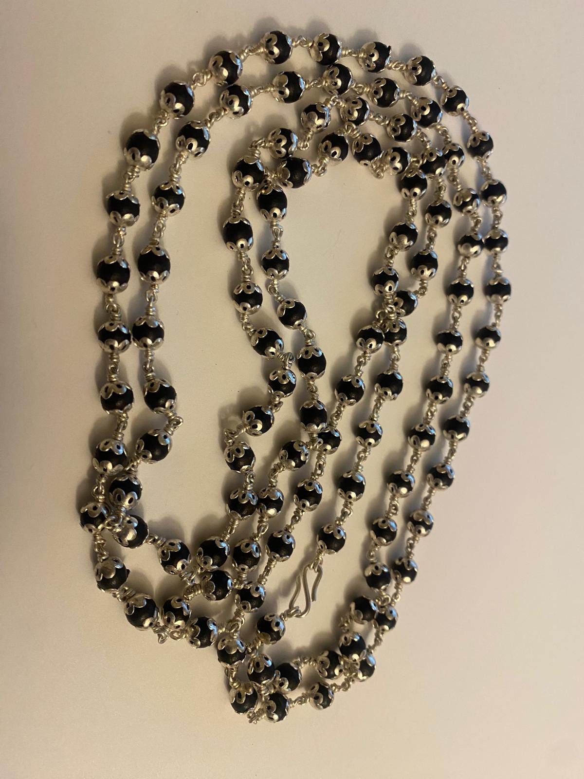 Ebony Karungali Mala: 108 Beads, Sterling Silver Capping - Etsy