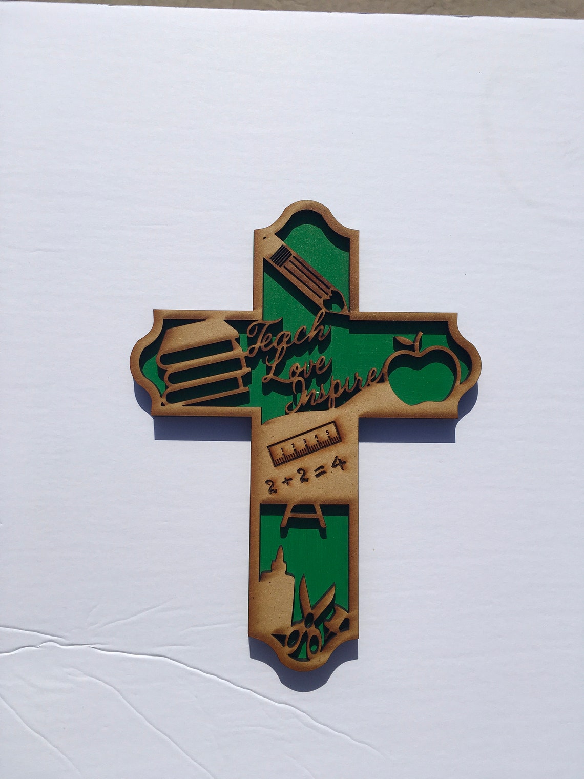 Wooden Laser Cut Teacher Cross, School, Teaching - Etsy