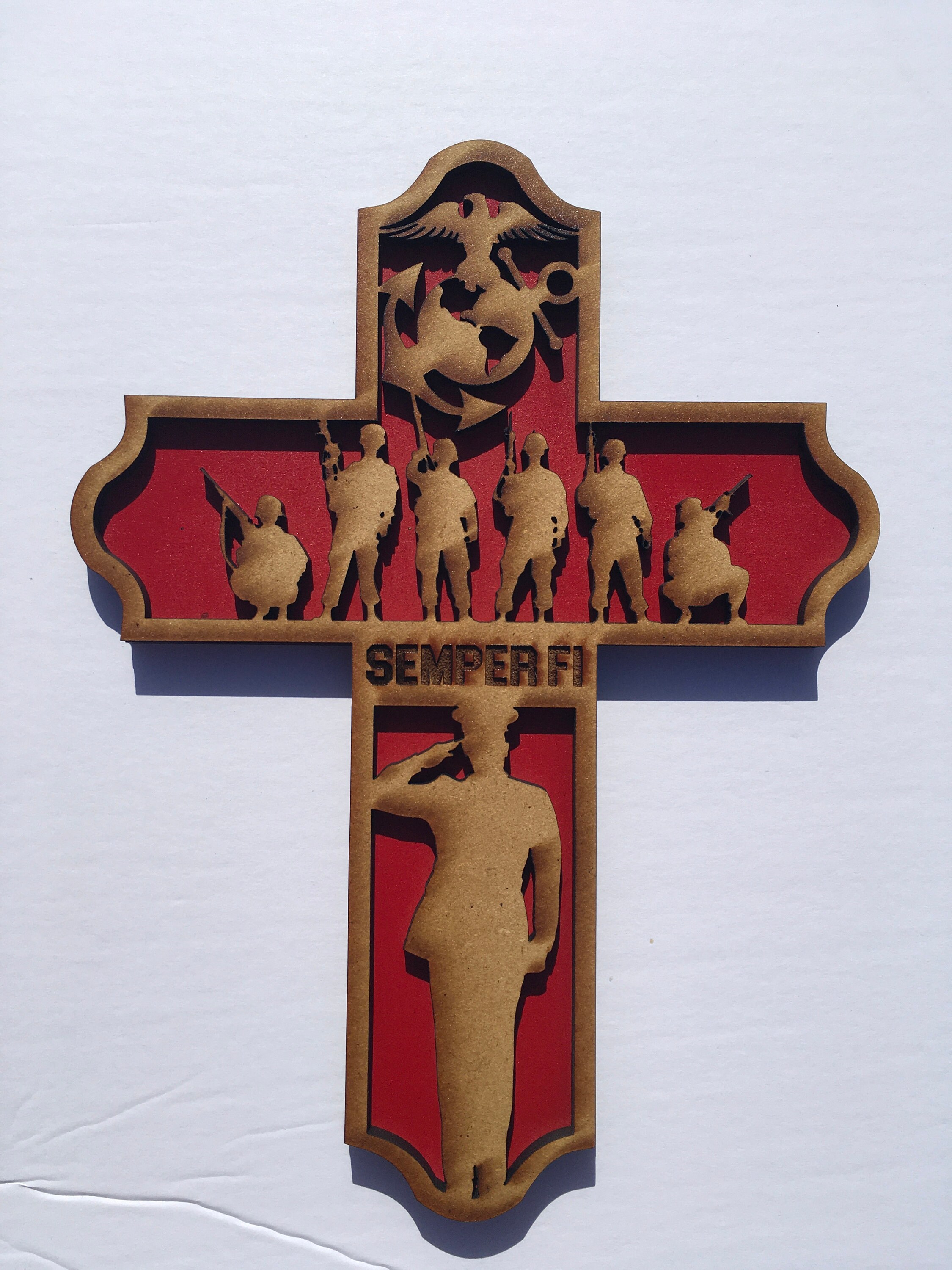 Wooden Laser Cut Marines Cross Military USA Soldier | Etsy