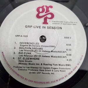 1985 GRP Live in Session LP GRP 1023 Digital Master Records Vinyl ...