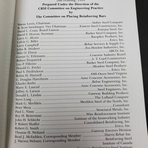 1997 Placing Reinforcing Bars CRSI Concrete Reinforcing Steel Institute ...