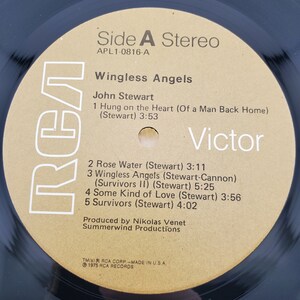 1975 John Stewart LP Wingless Angels Stereo Vinyl Record Album APL1 ...