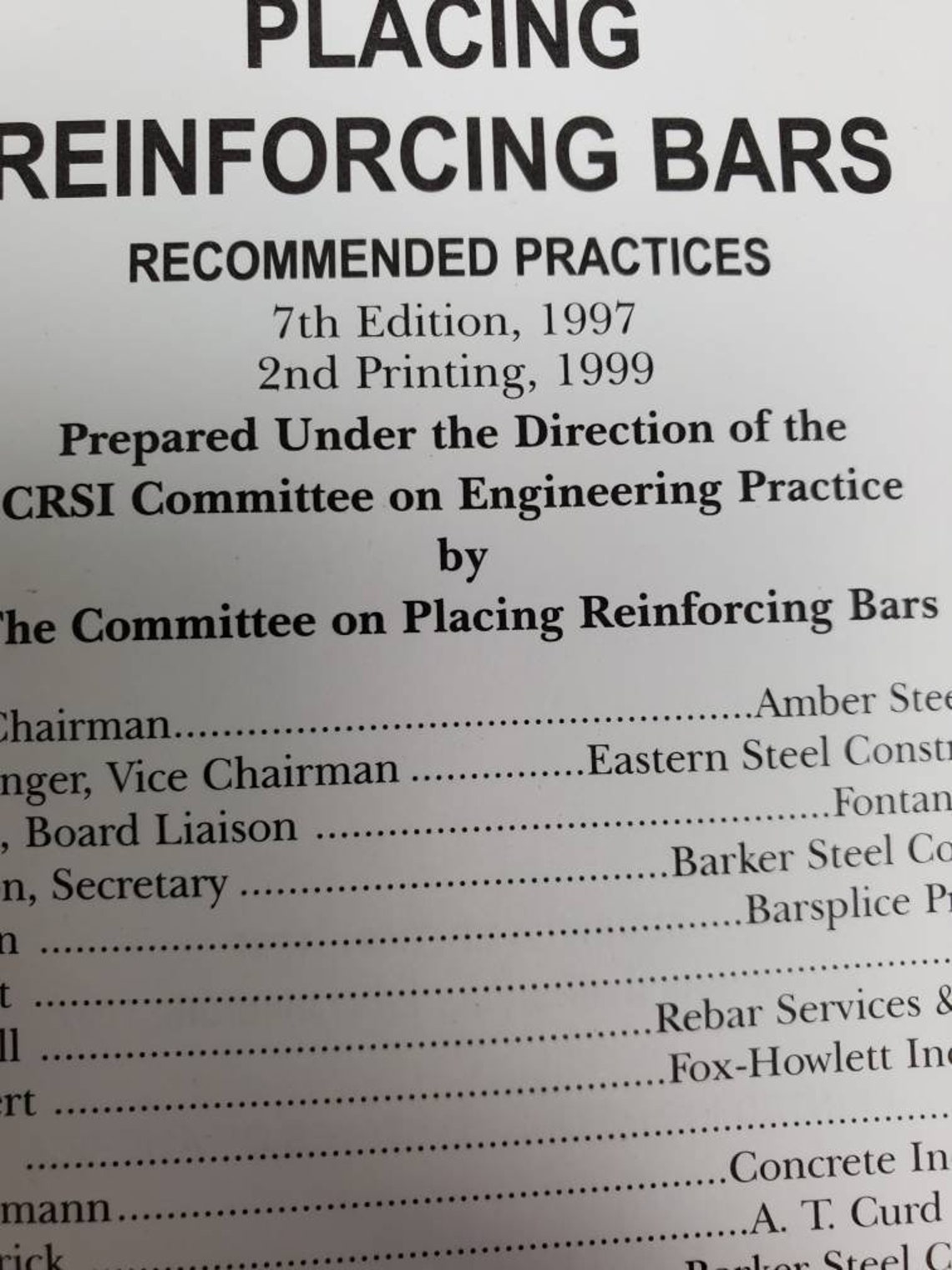 1997 Placing Reinforcing Bars CRSI Concrete Reinforcing Steel | Etsy
