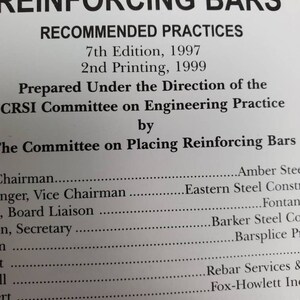 1997 Placing Reinforcing Bars CRSI Concrete Reinforcing Steel Institute ...