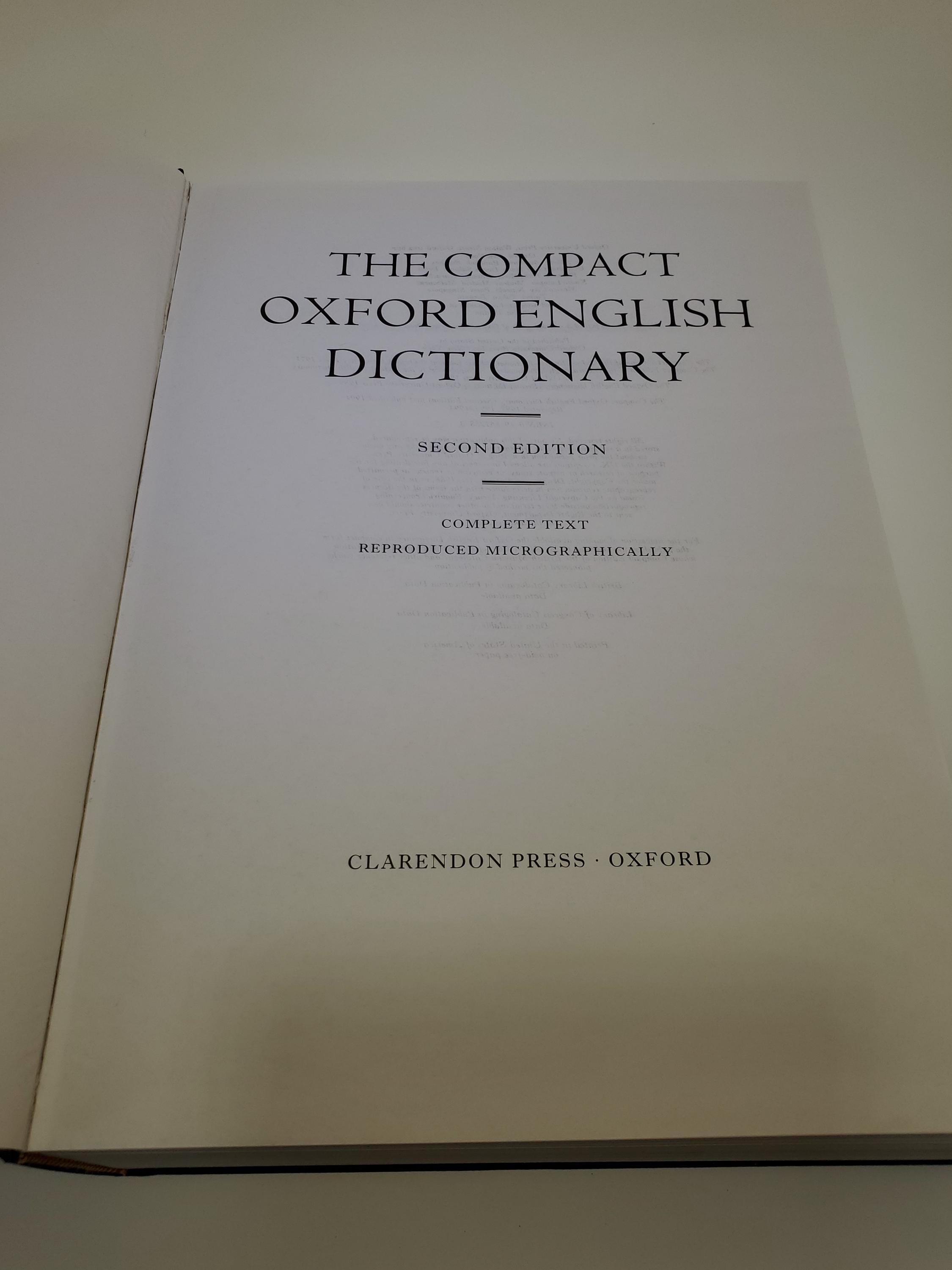 1994 the Compact Oxford English Dictionary Hardcover Book New Edition ...