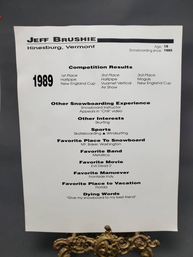 1990s Jake Burton Autograph on Jeff Brushie's Photograph - Etsy