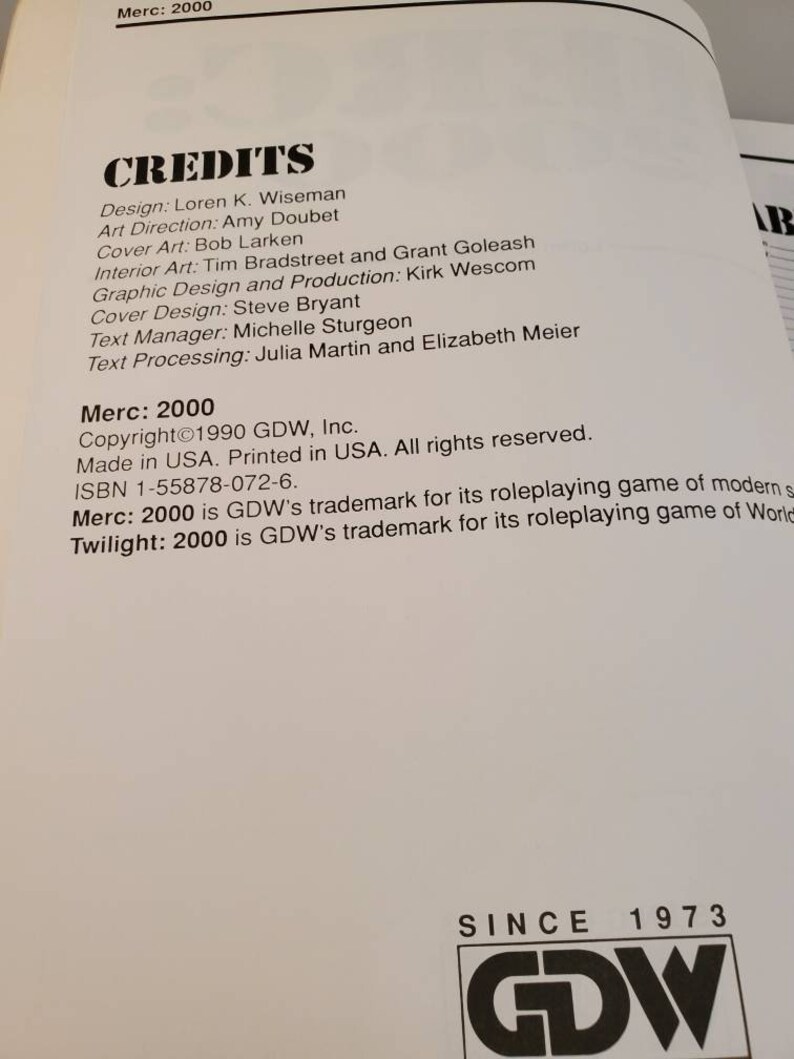 GDW 2005 Merc 2000 Twilight 2nd Edition Roleplaying Game Book - Etsy