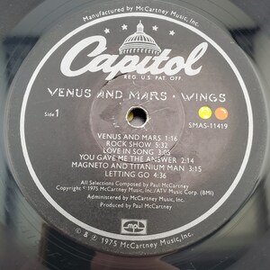 1975 Wings LP and Posters Venus and Mars Are Alright Tonight Stereo Vinyl Record Album SMAS ...