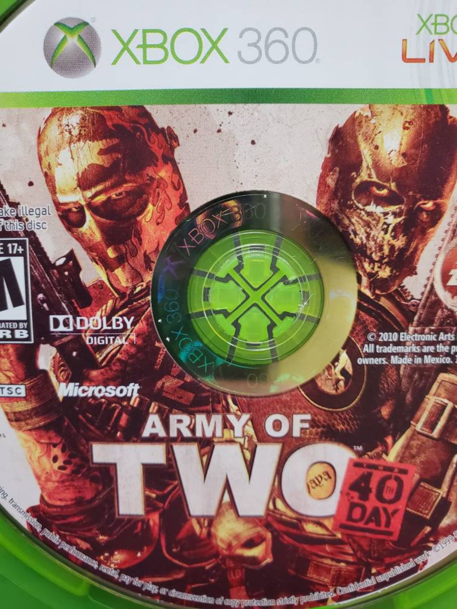 XBOX 360 LIVE Army of Two the 40th Day Microsoft Video Game CD - Etsy