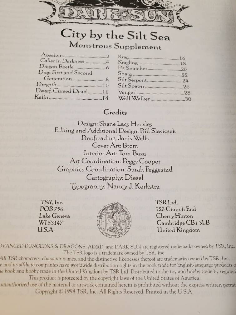 TSR 2432 Dark Sun World City by the Silt Sea 1994 Advanced | Etsy