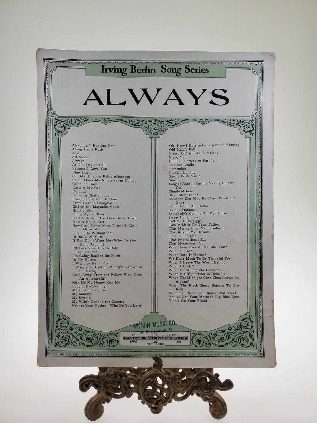 1925 "always" Sheet Music Irving Berlin Song Series Published by ...