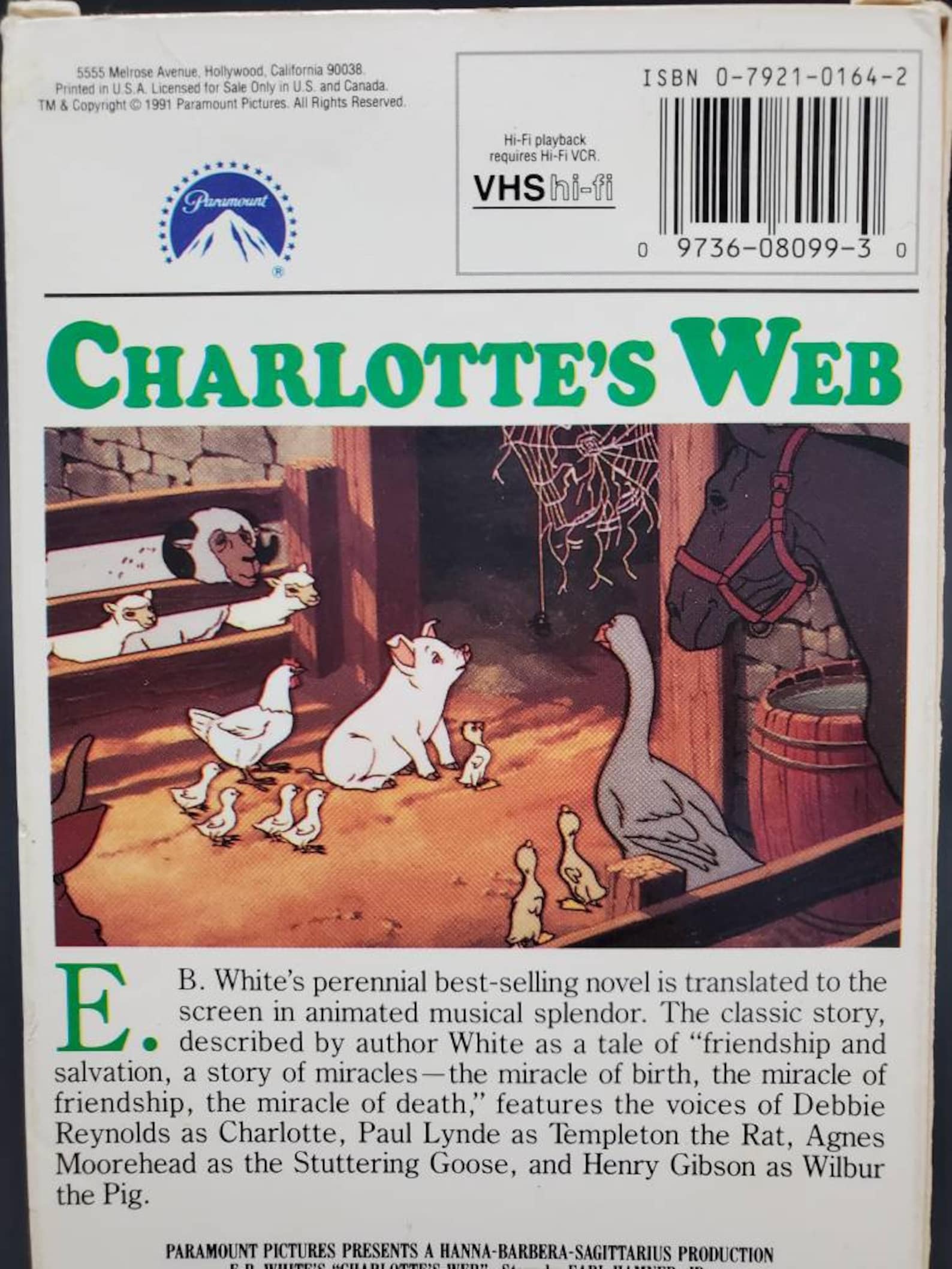 1992 Charlotte's Web Movie Movie VHS VCR Tape ISBN 0 7921 | Etsy
