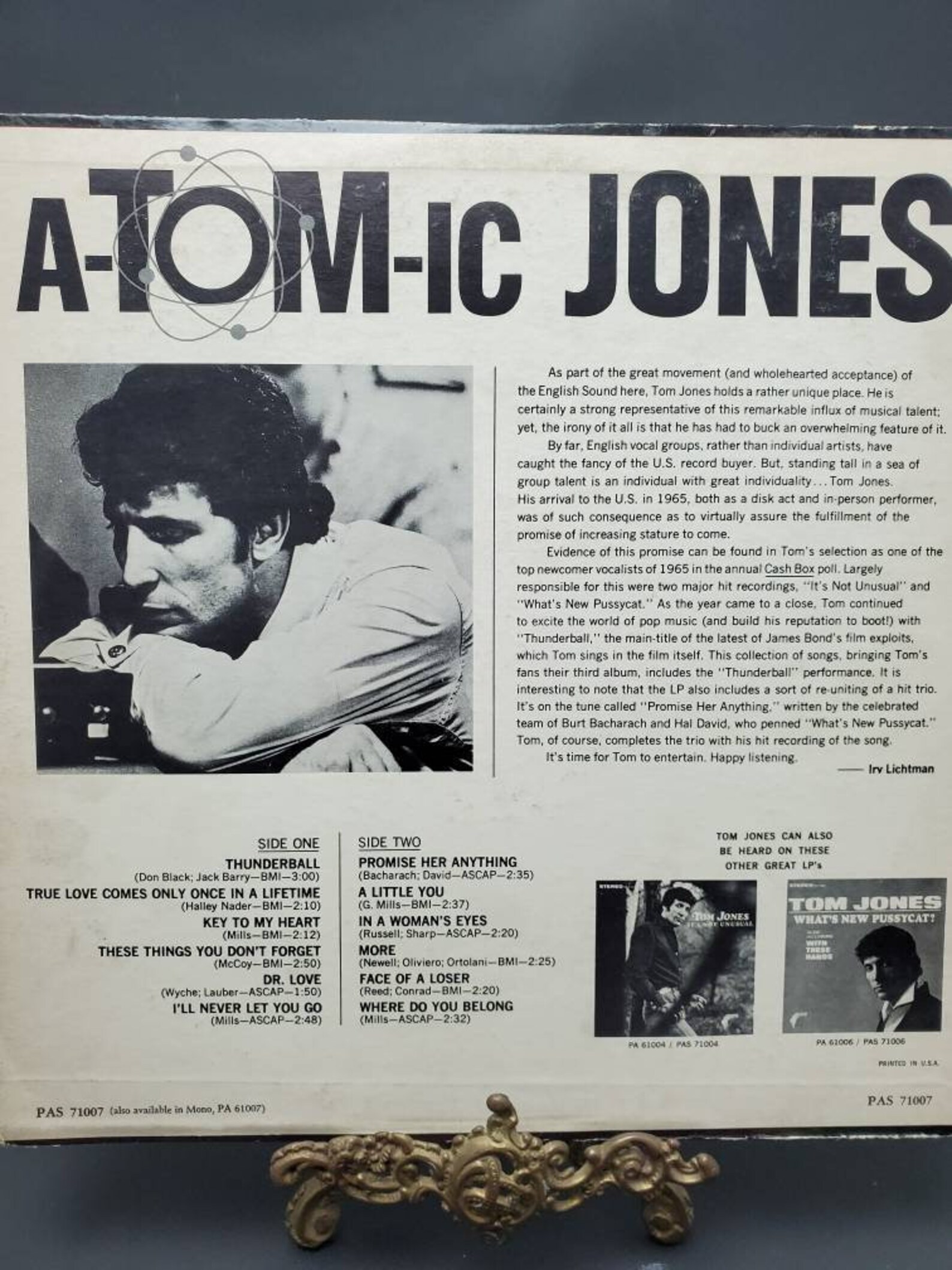 1966 Tom Jones A Tom ic Jones LP PAS 71007 ZAL 7035 Parrot | Etsy