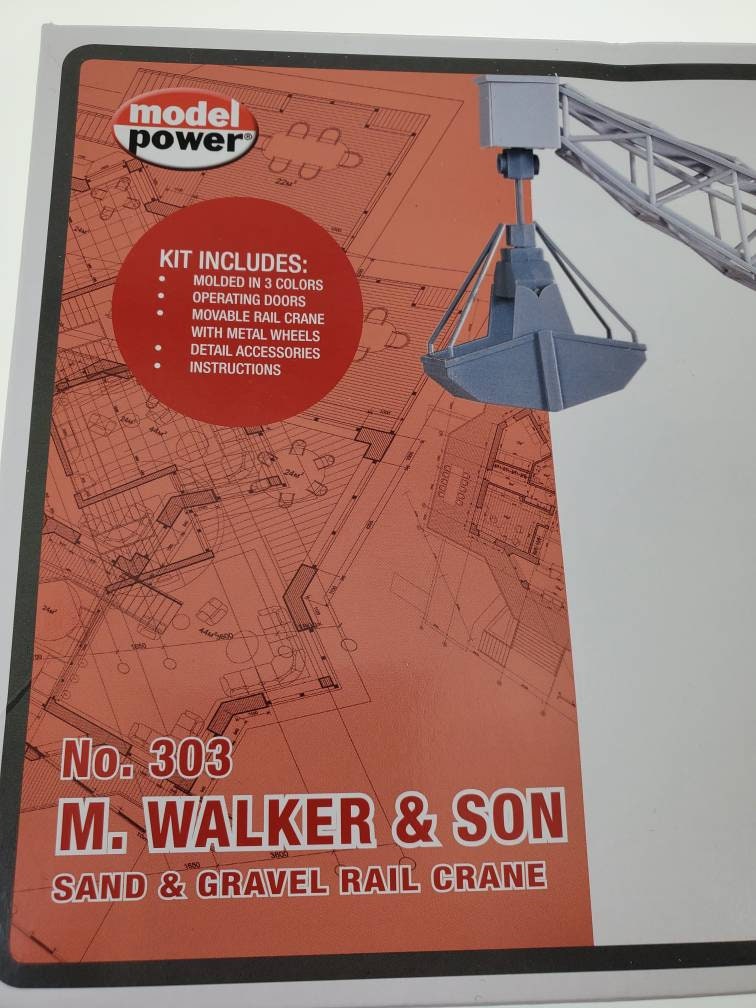 2008 HO Scale M Walker & Son Sand and Gravel Rail Crane Model Power No ...