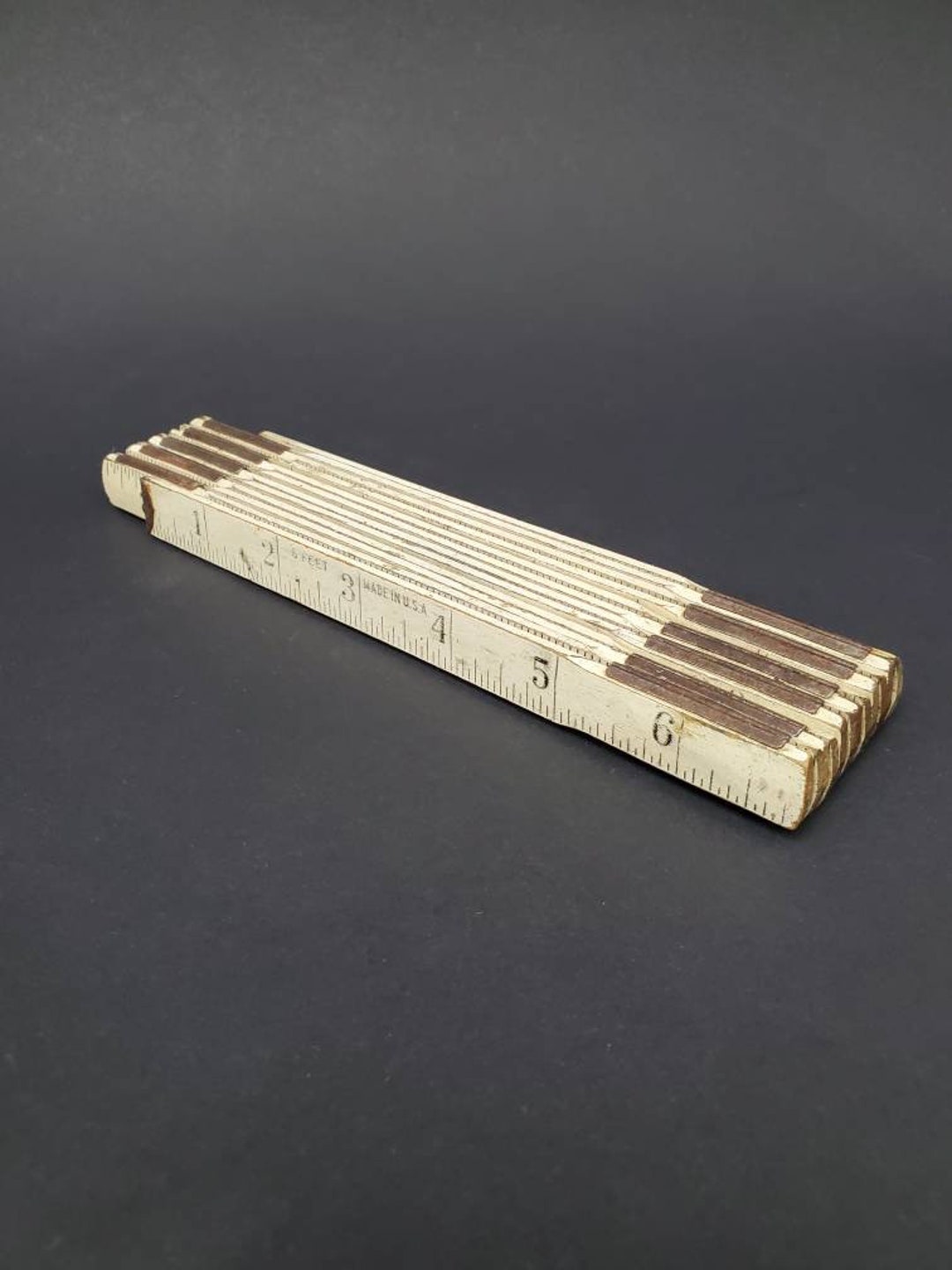1950s Folding Ruler 6 Feet Made in USA White 6 Foot Carpenter Mason's ...