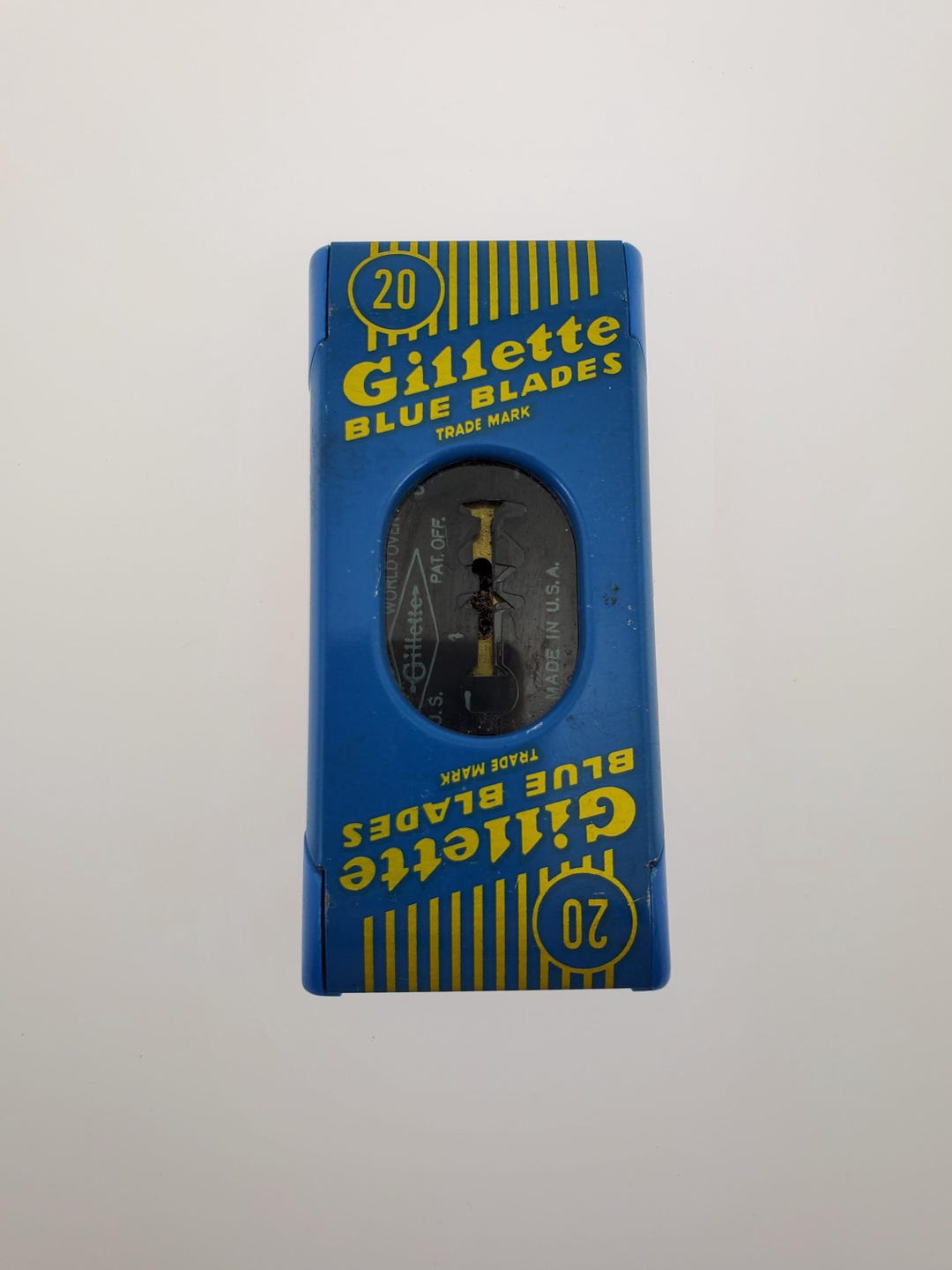 1960's Gillette 20 Pack Dispenser Blue Blades Trade Mark Vintage Razor ...