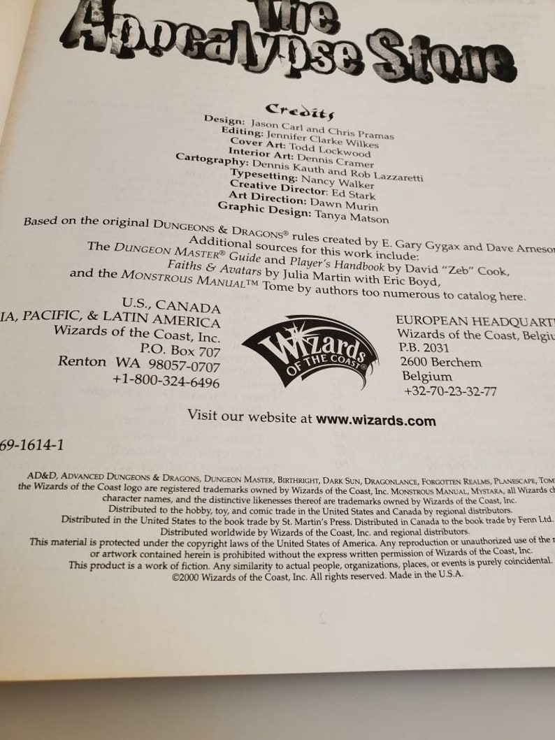 TSR 11614 the Apocalypse Stone D20 2000 Dungeons and Dragons - Etsy