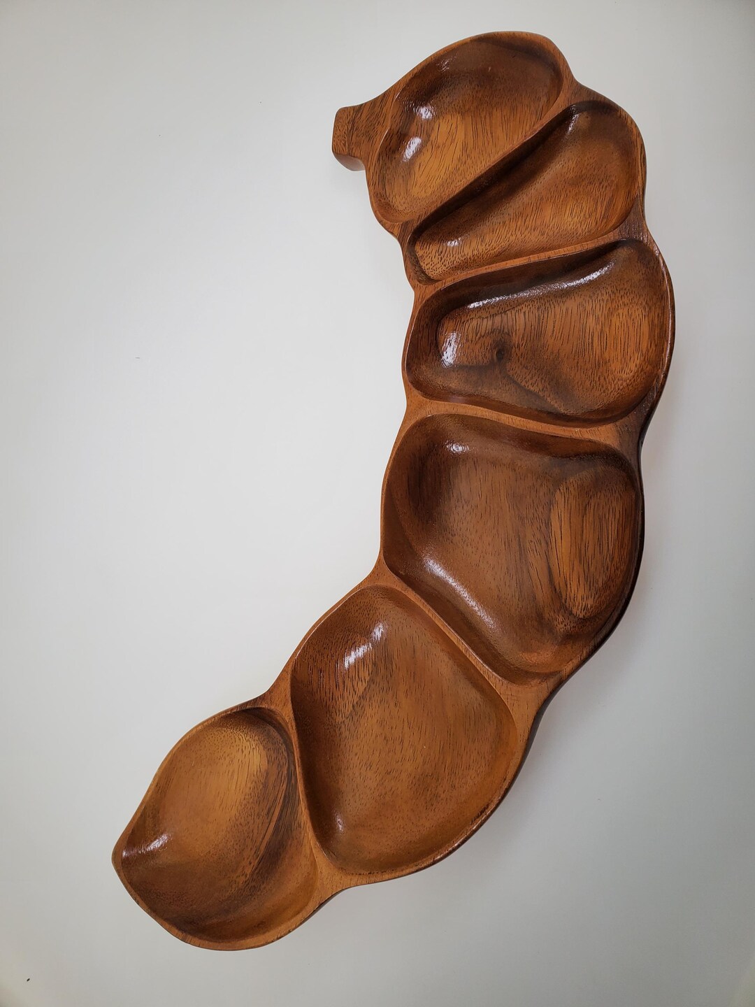 1960s Carved Large Wooden Pea Pod Serving Tray With Six Dividers - Etsy