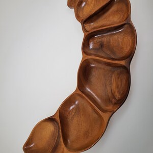 1960s Carved Large Wooden Pea Pod Serving Tray With Six Dividers - Etsy