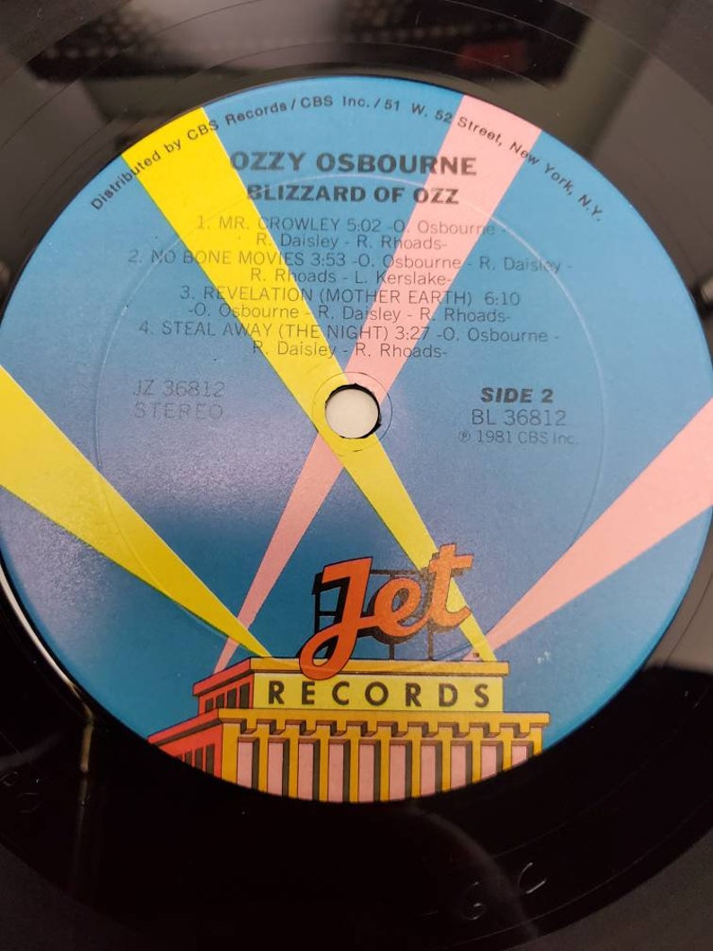 1981 Ozzy Osbourne Blizzard of Ozz LP BL 36812 JZ Jet Records | Etsy