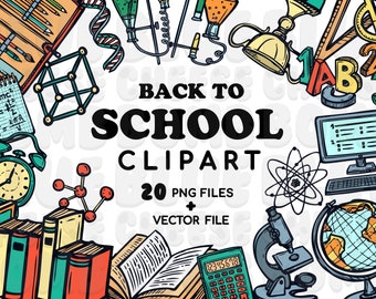 School Supplies Art Bundle School PNG JPG Clipart (Download Now) - Etsy