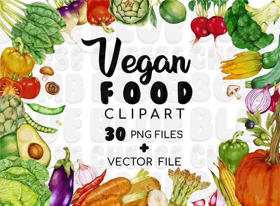 Vegan Clipart Vegan Food Clip art Vegetables Clipart Vector Clipart ...