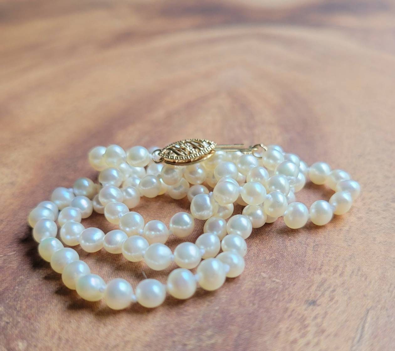 VINTAGE Pearl Necklace 14k Gold Clasp, 1990s Vintage Pearls 30th ...
