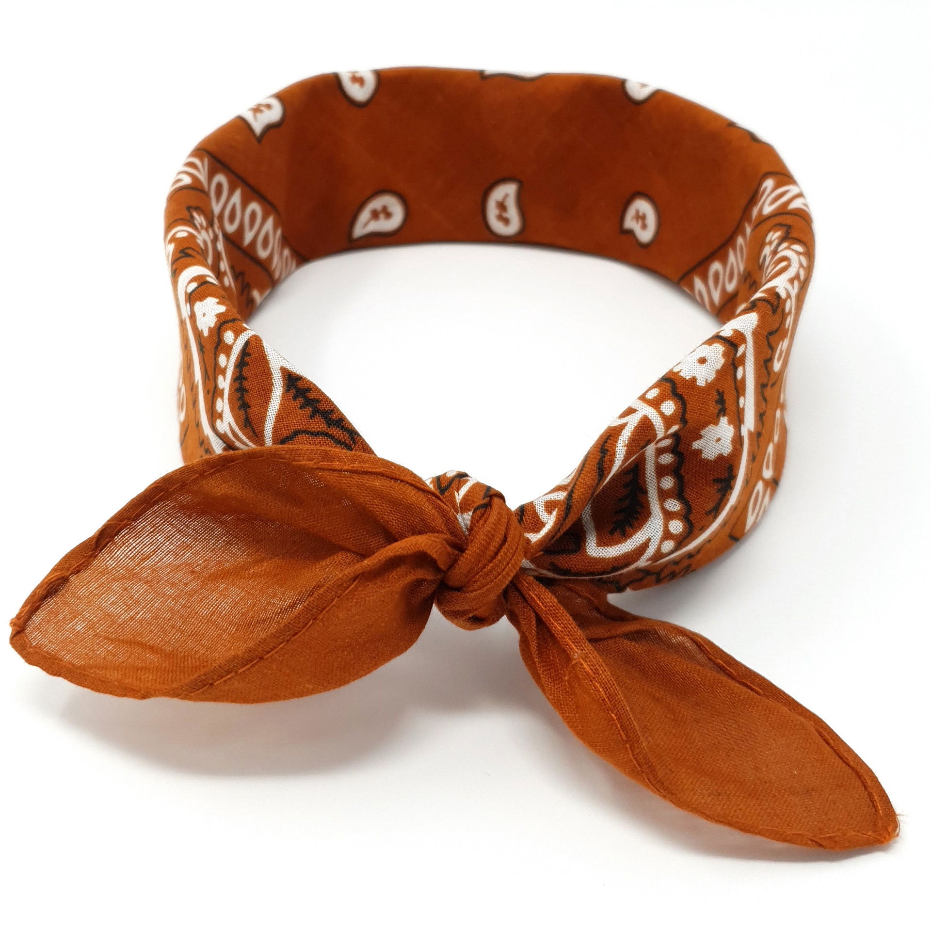 Tan Paisley Bandana 100% Cotton Headband Accessories | Etsy