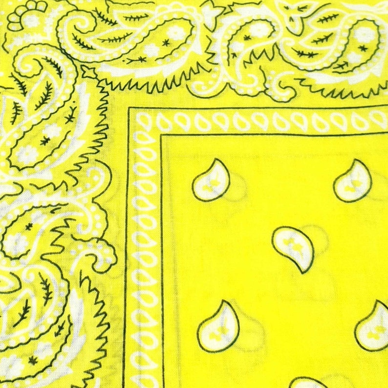 Yellow Paisley Bandana 100% Cotton Headband Accessories Hair Bandana ...
