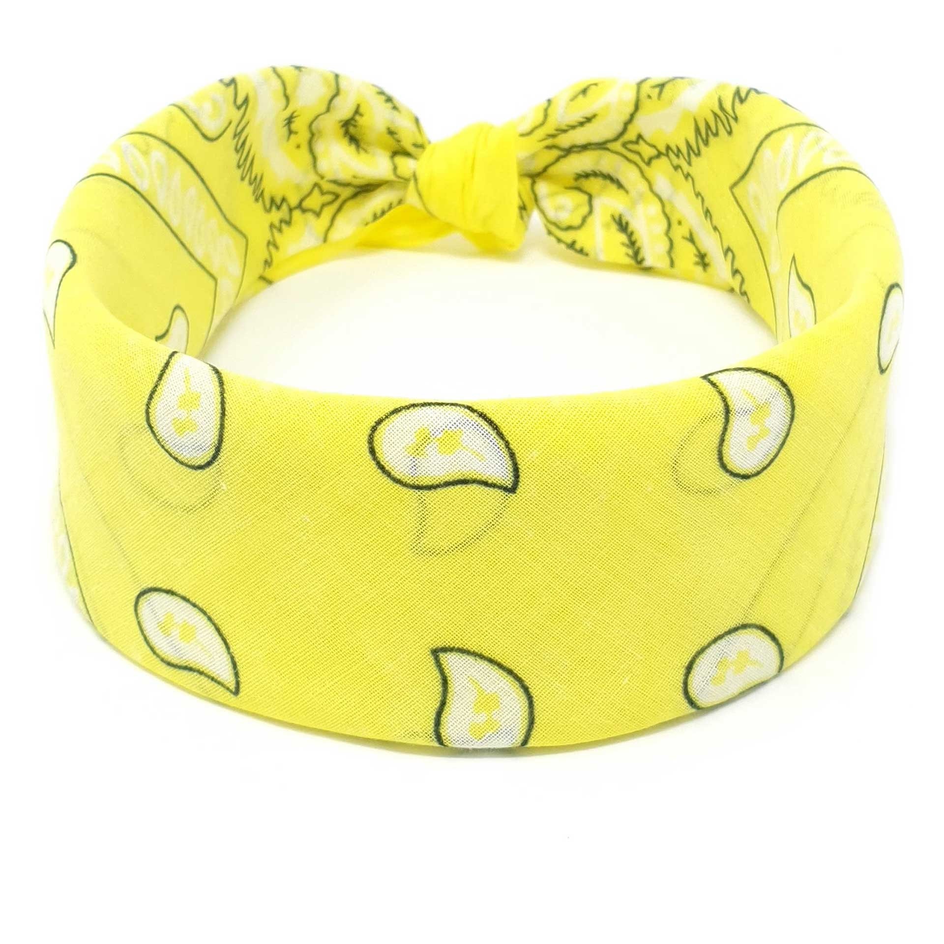 Yellow Paisley Bandana 100% Cotton Headband Accessories | Etsy UK