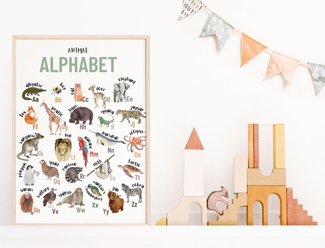 Animal Alphabet Poster for Kids Printable Poster Children's Room Decor ...