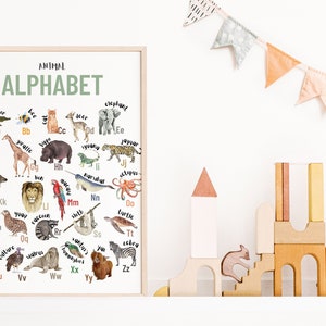 Animal Alphabet Poster for Kids Printable Poster Children's Room Decor ...
