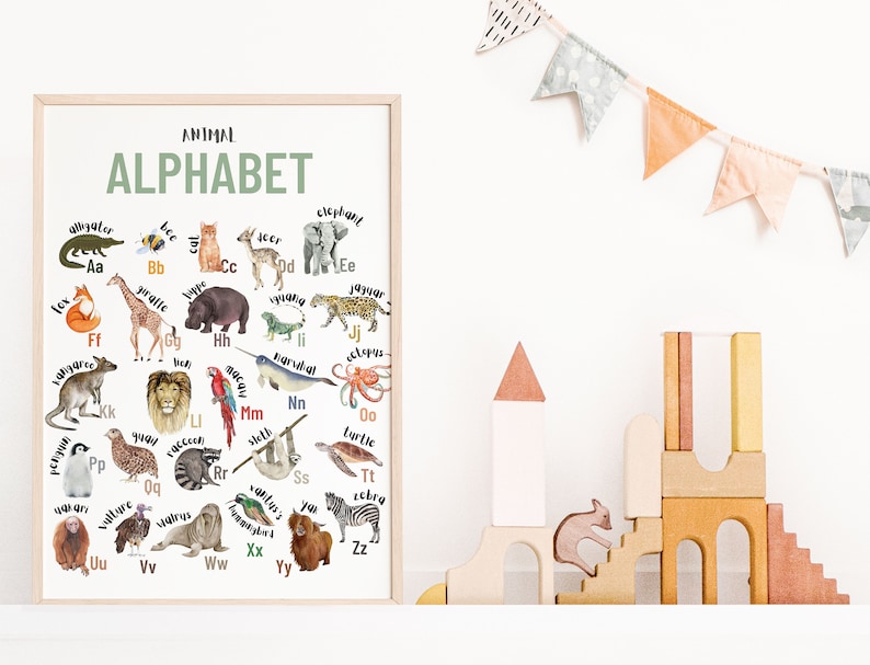 Animal Alphabet Poster for Kids Printable Poster Children's Room Decor ...