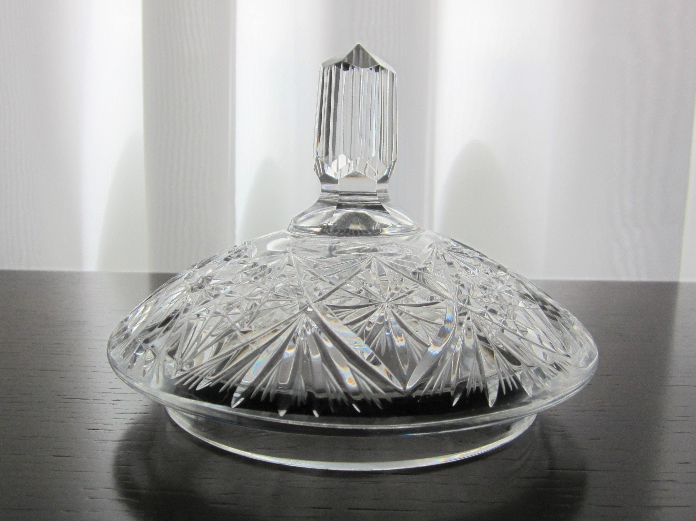 Vintage Lead Cut Crystal Covered Candy Dish Compote Footed | Etsy