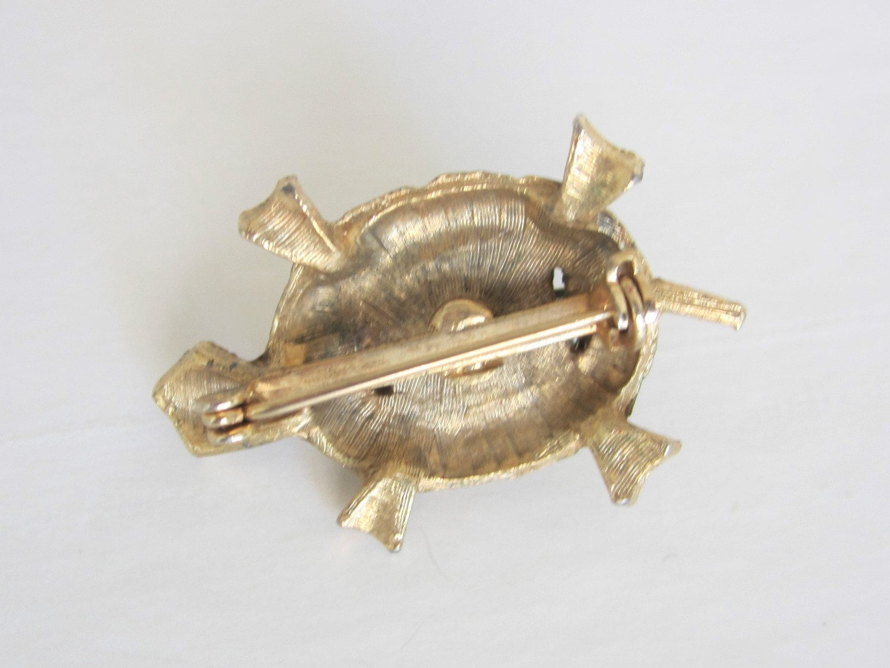 Vintage Turtle Brooch Pin Gold-tone Emerald Green Crystals - Etsy UK