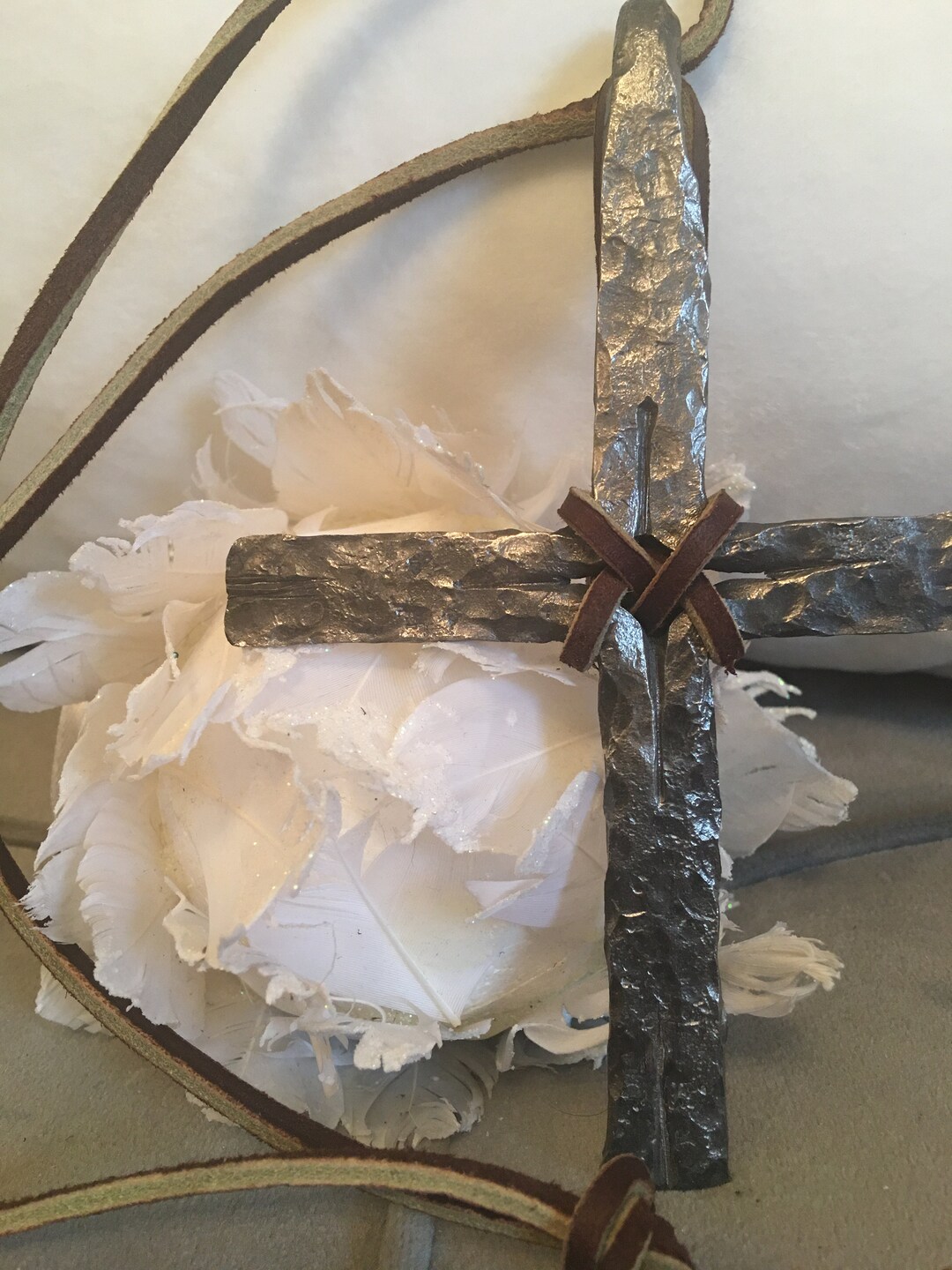 Forged Cross With Leather Accent - Etsy