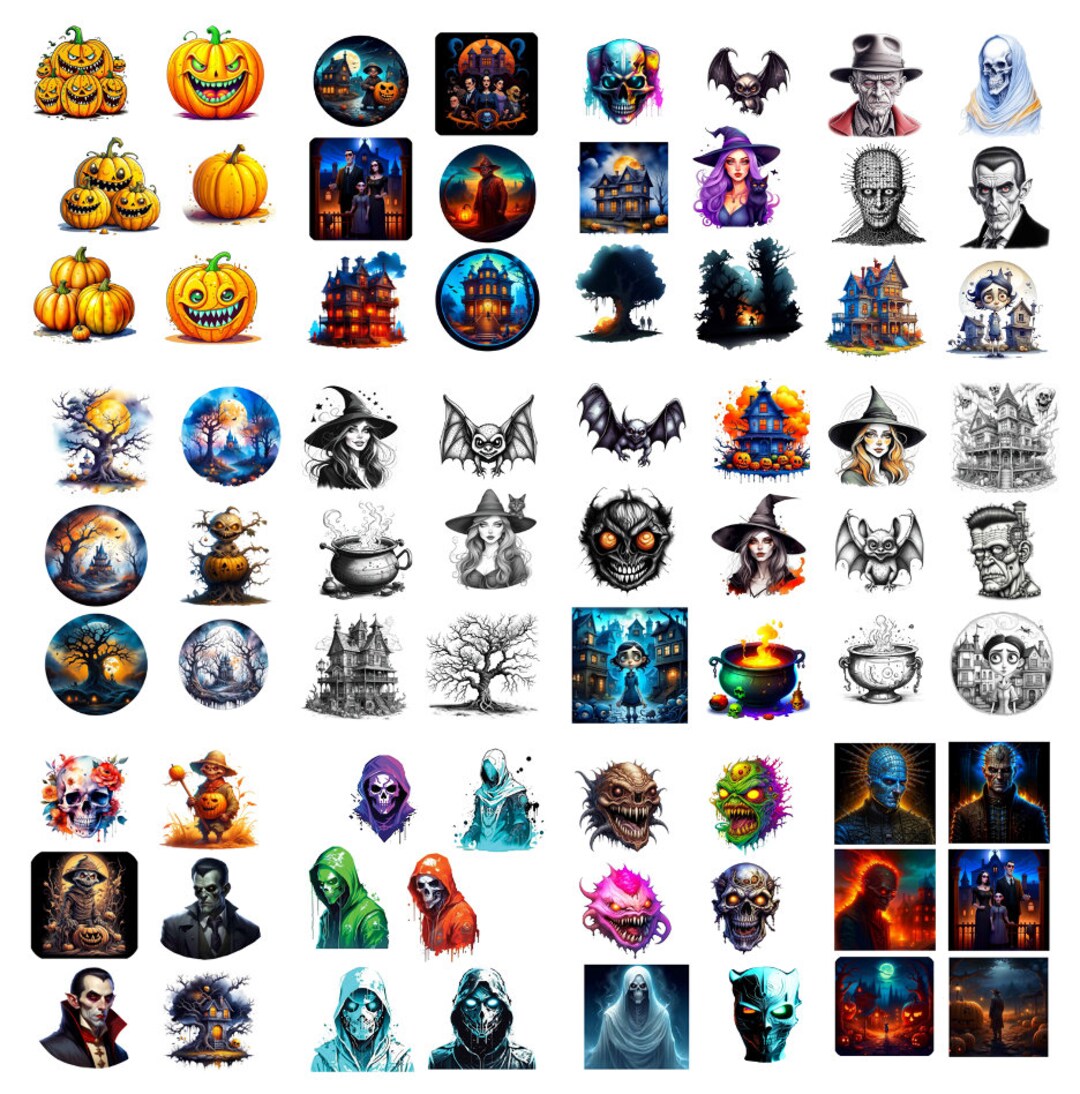 72 Halloween Digital Stickers Png Printable Stickers on 12 - Etsy